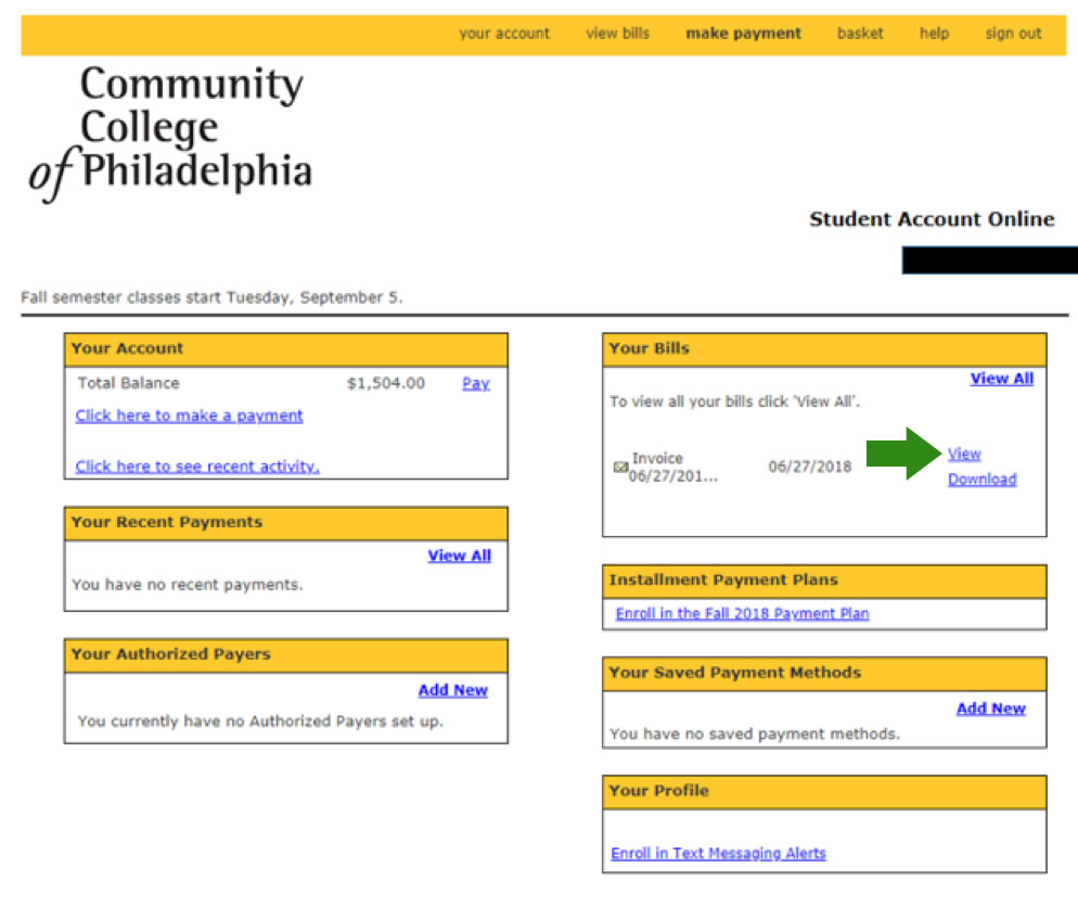 View Your Bill | Community College of Philadelphia