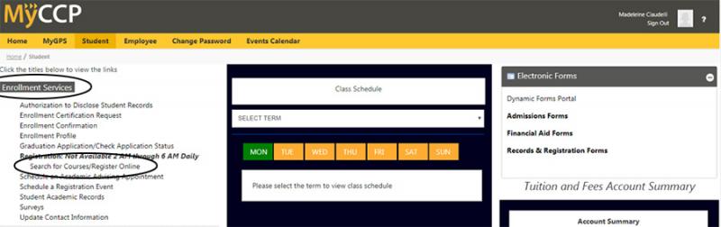 Registering for Courses through MyCCP (ESL) | Community College of ...