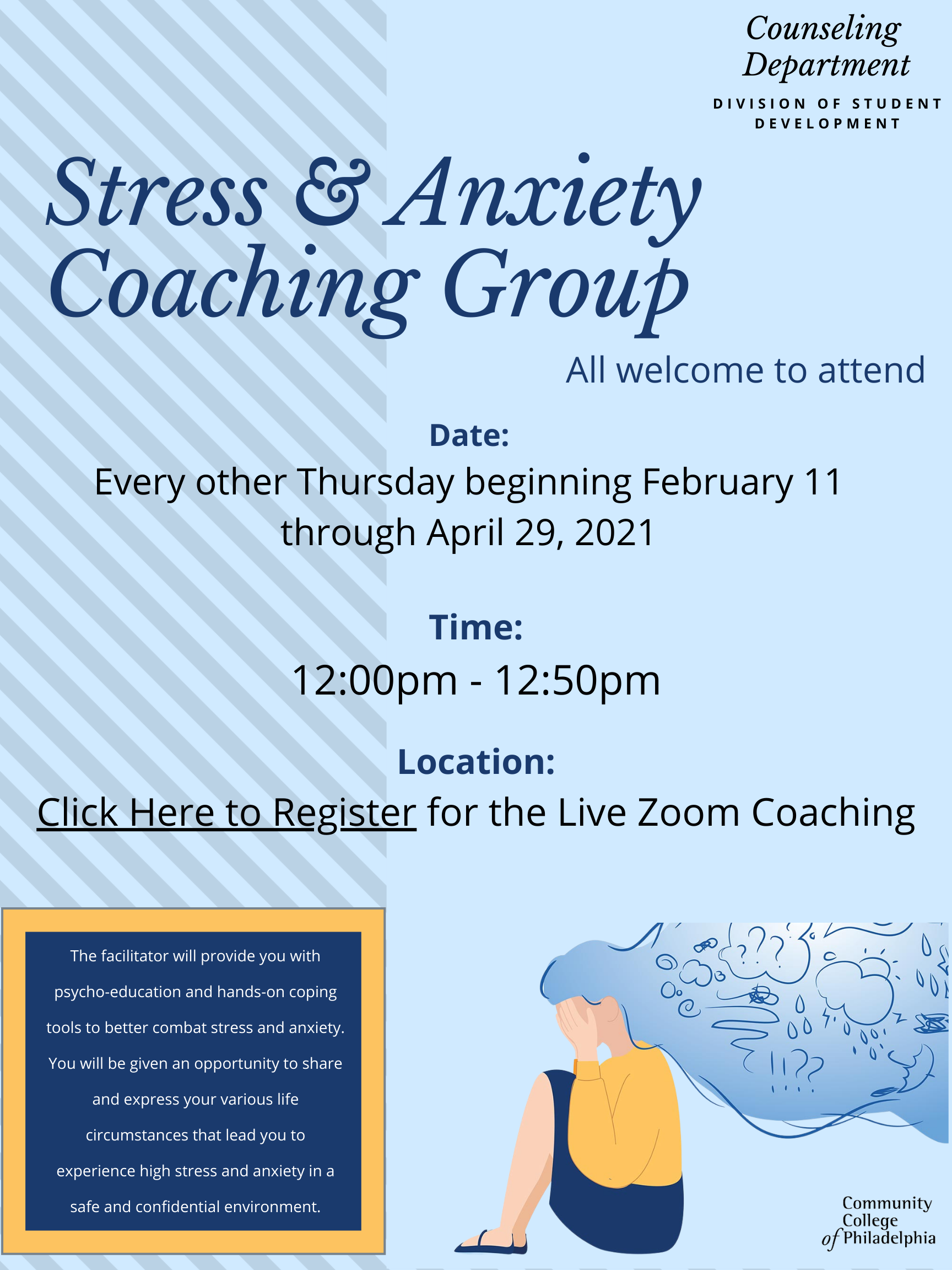Stress & Anxiety Coaching Group | Community College of Philadelphia